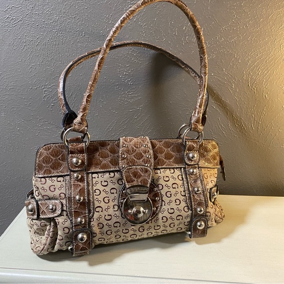 Guess | Bags | Guess Studded Chunky Tan Purse | Poshmark